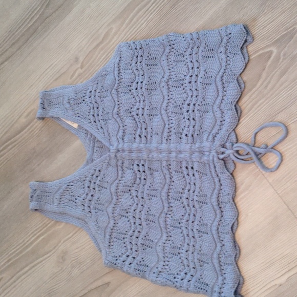 Jessica Simpson | Tops | Y2k Crochet Top Sleeveless Crop Top Light Blue ...
